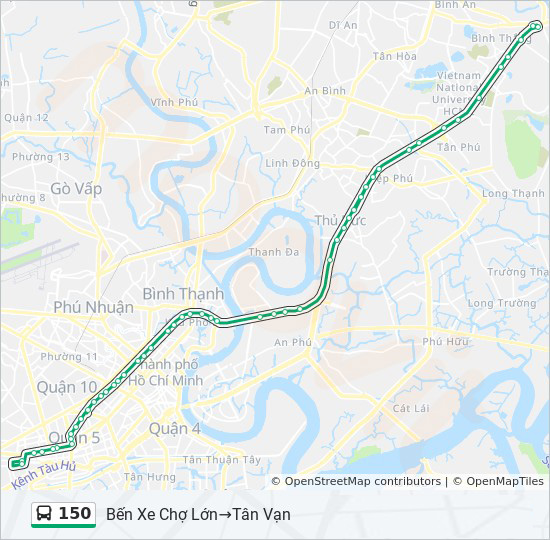 Lộ trình xe buýt 150 Bến xe Chợ Lớn đi Ngã 3 Tân Vạn [Hồ Chí Minh] - Du ...