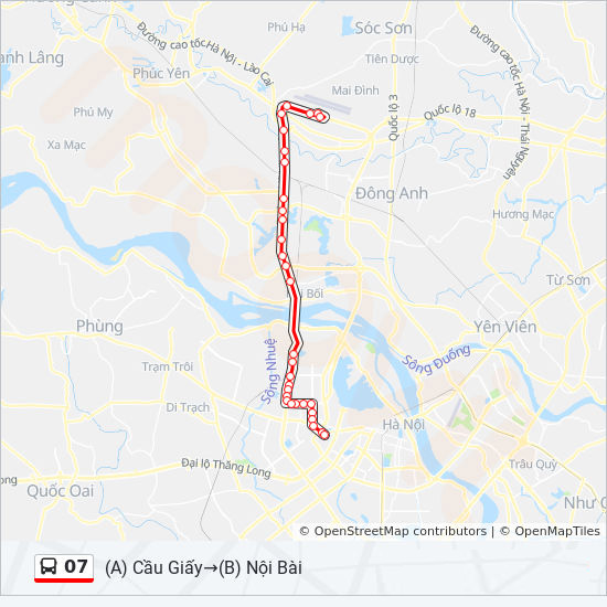 Lộ trình xe buýt 07 Cầu Giấy đi Nội Bài [Hà Nội] - Du Lịch Địa Phương