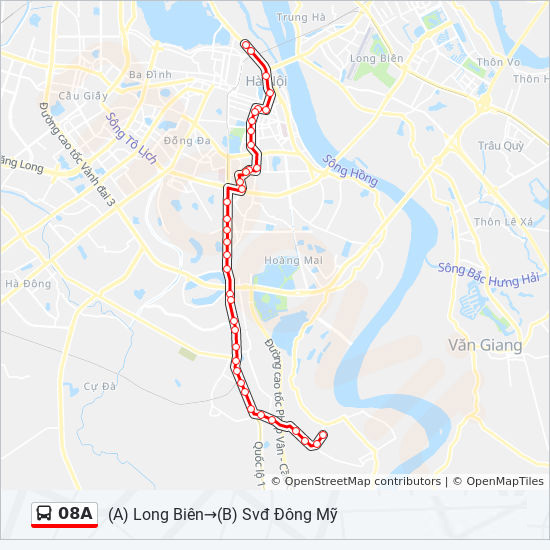 Lộ trình xe buýt 08A Long Biên đi Đông Mỹ [Hà Nội] - Du Lịch Địa Phương