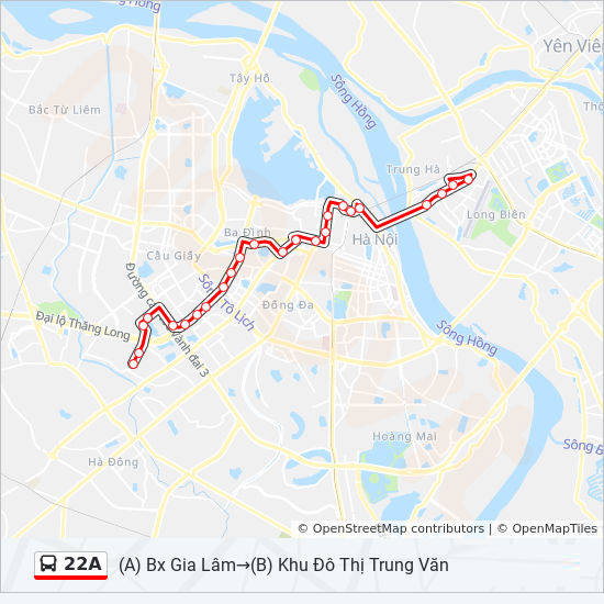 Lộ trình xe buýt 22A Bến xe Gia Lâm đi KĐT Trung Văn [Hà Nội] - Du Lịch ...