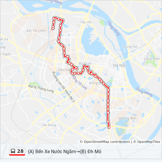 Lộ trình xe buýt 28 BX Nước Ngầm đi Đông Ngạc [Hà Nội] - Du Lịch Địa Phương