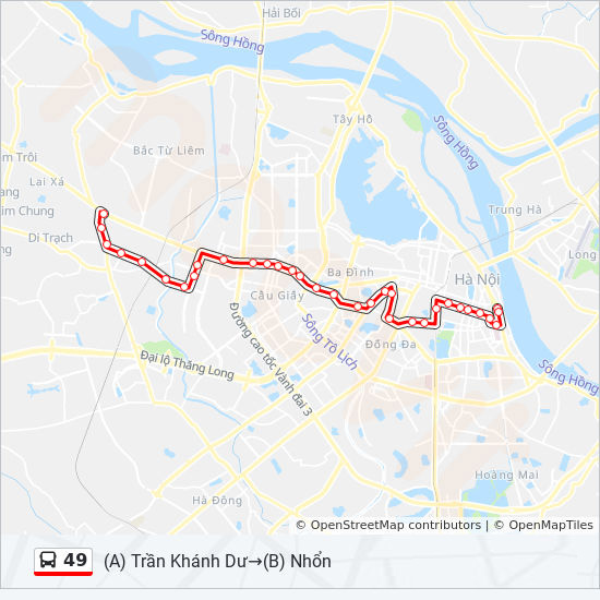 Lộ trình xe buýt 49 Trần Khánh Dư đi Nhổn [Hà Nội] - Du Lịch Địa Phương