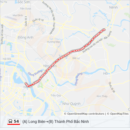 Lộ trình xe buýt 54 Long Biên đi Bắc Ninh [Hà Nội] - Du Lịch Địa Phương